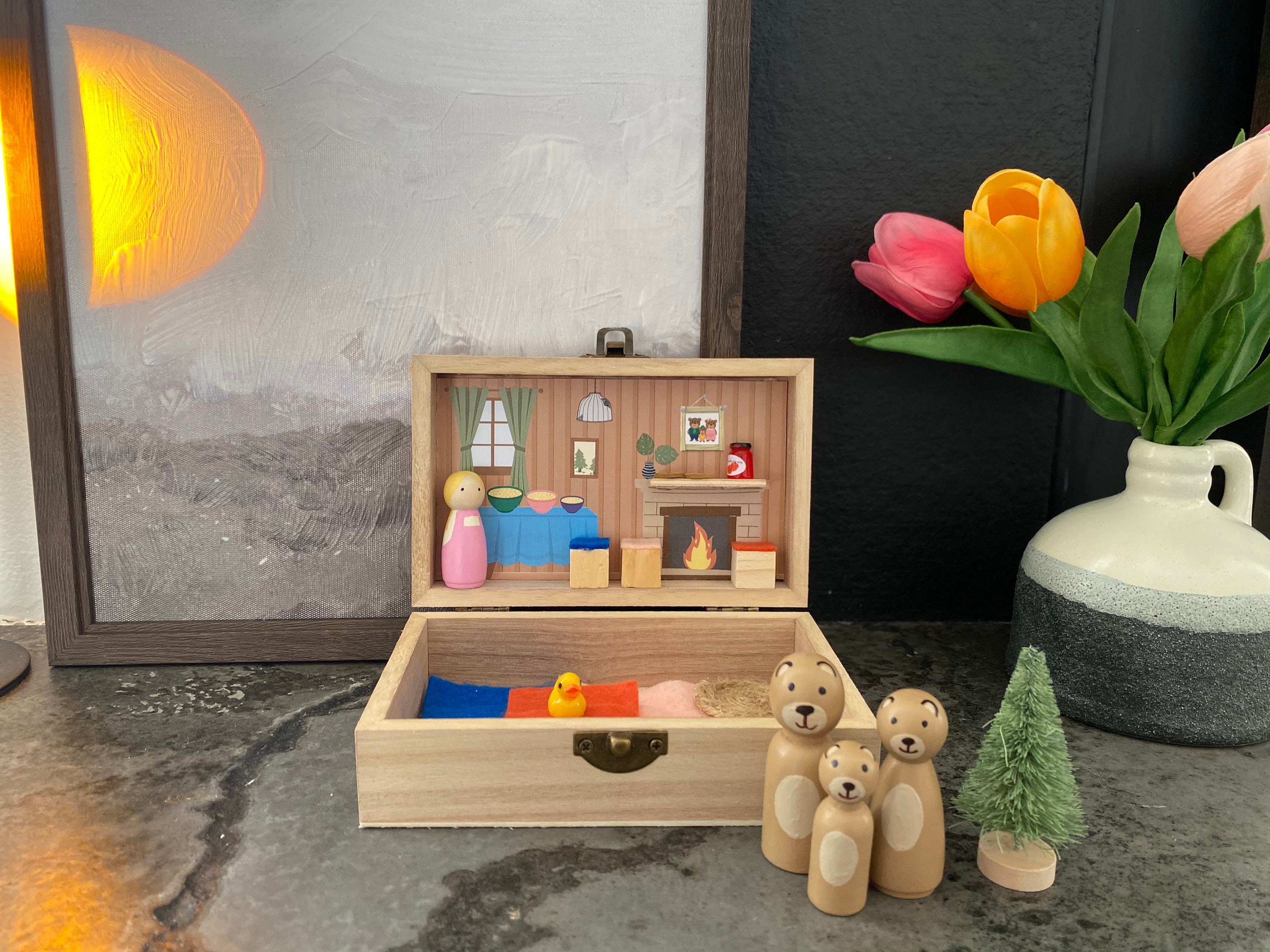Goldilocks and the Three Bears Play Set Wood Toy Travel Toy - Etsy