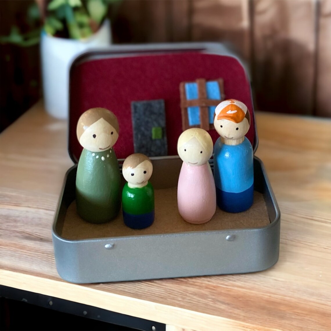 Mini Peg Doll in a Metal Tin, Dollhouse, Wood Peg Doll - Etsy