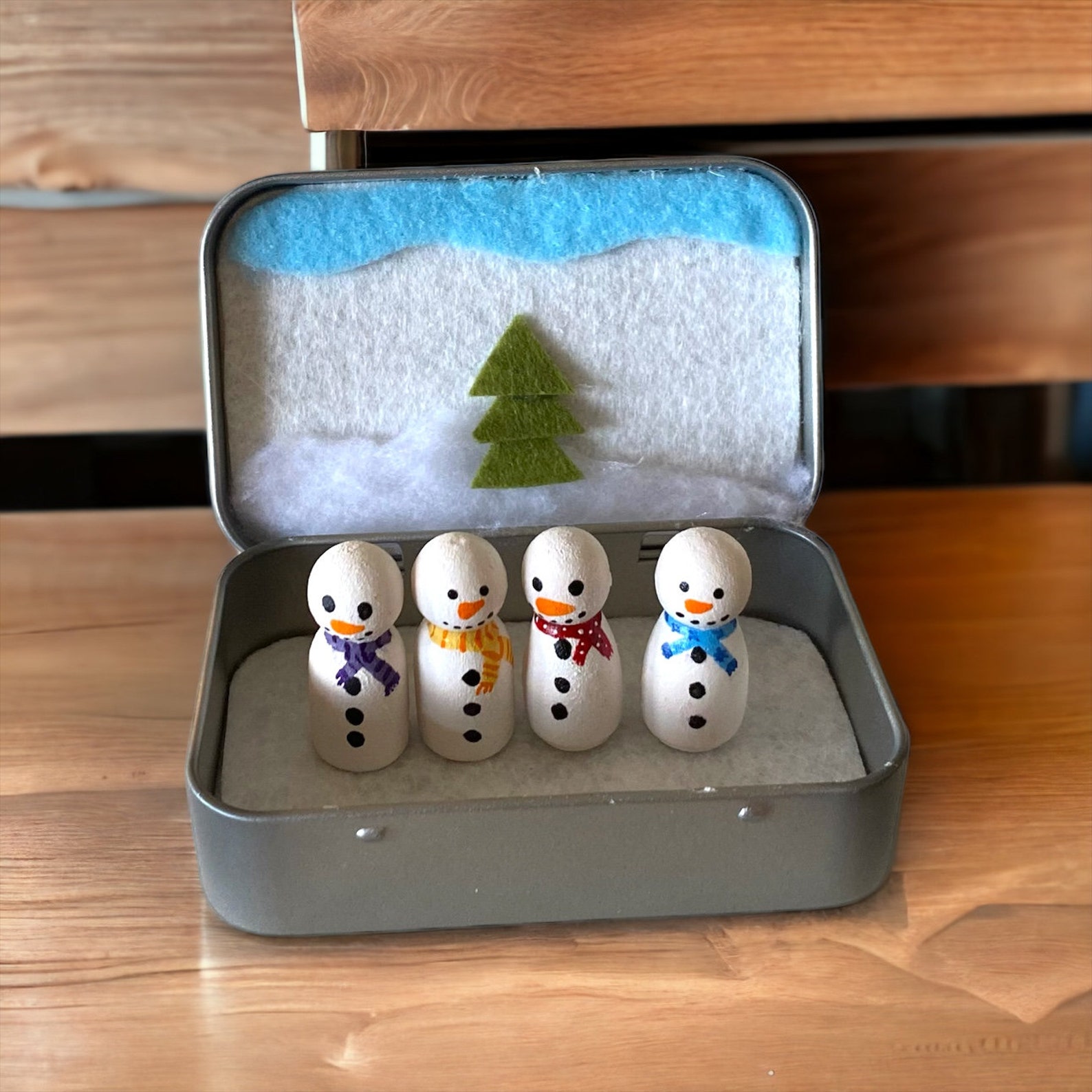 Mini Four Snowman in a Metal Tin, Snowman Set, Gift for Kids - Etsy