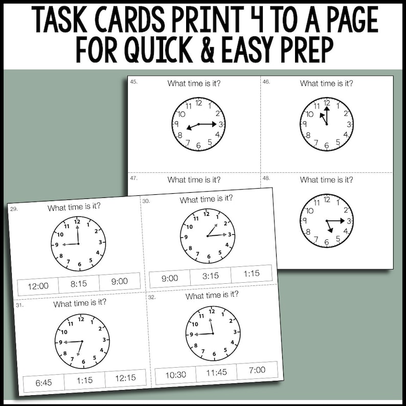 Telling Time, Reading a Clock Task Cards, Homeschool, Special Ed - Etsy