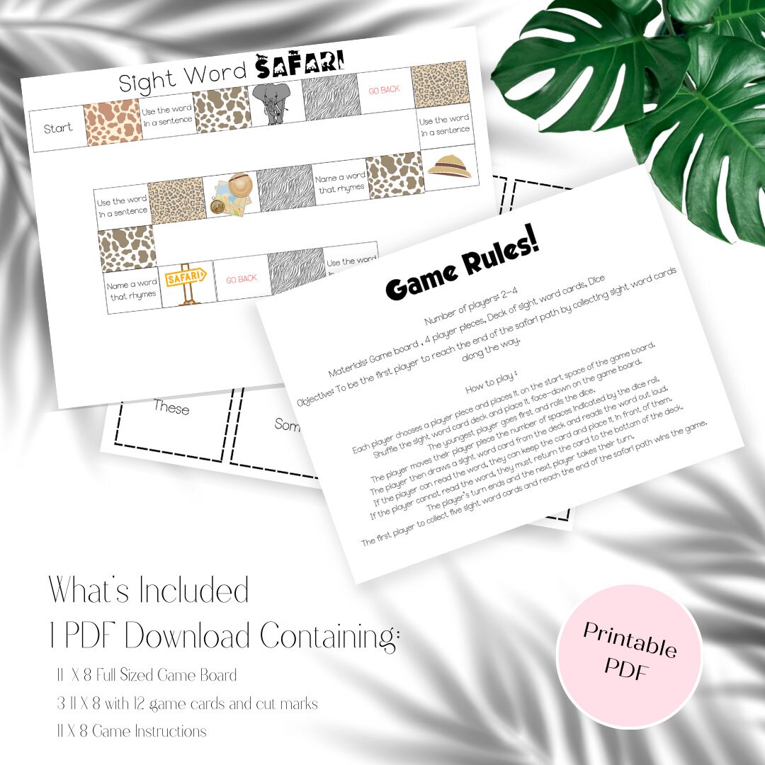 Sight Word Game Printable Learning Game Kids Learning Activities - Etsy