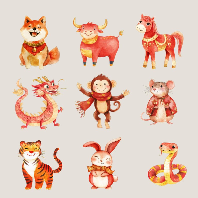 Lunar New Year Clipart Pack, Chinese New Year, Chinese Wedding, Lunar ...
