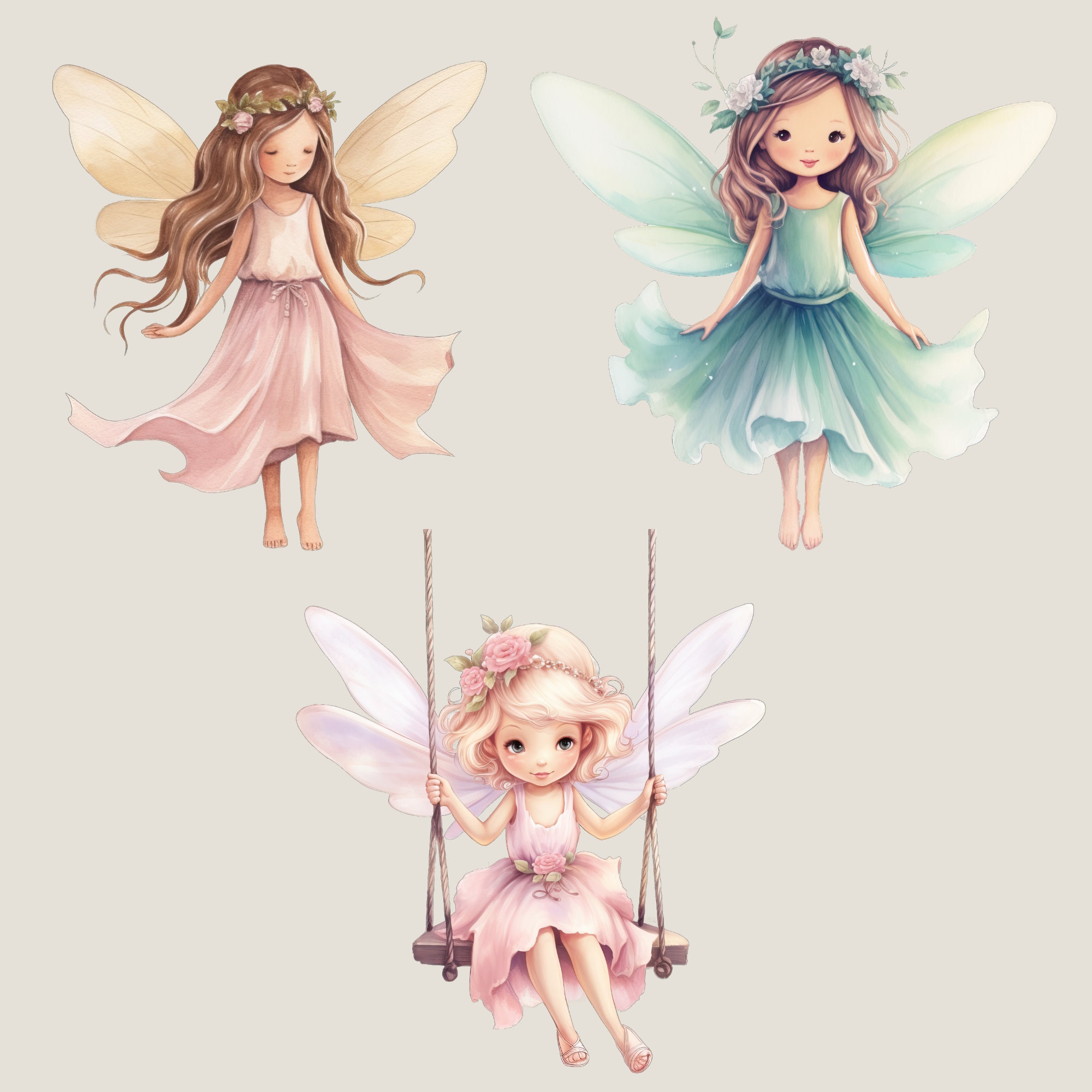 Magical Fairy Clipart Pack, Watercolor Pastel Fairies, Fairy Garden ...