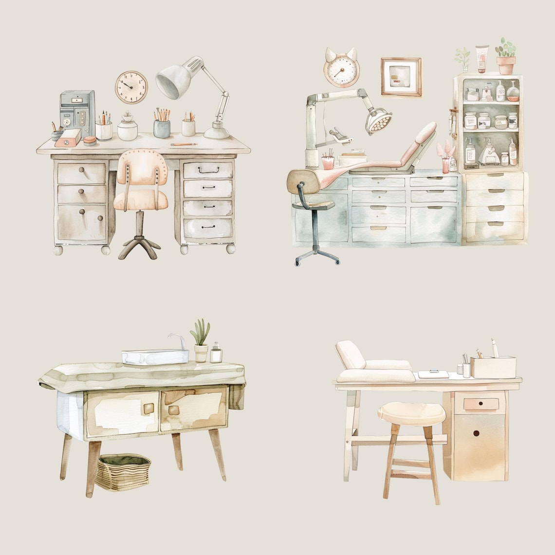 Vet Clinic Clipart, Veterinary Clip Art, Pet Hospital Watercolor ...