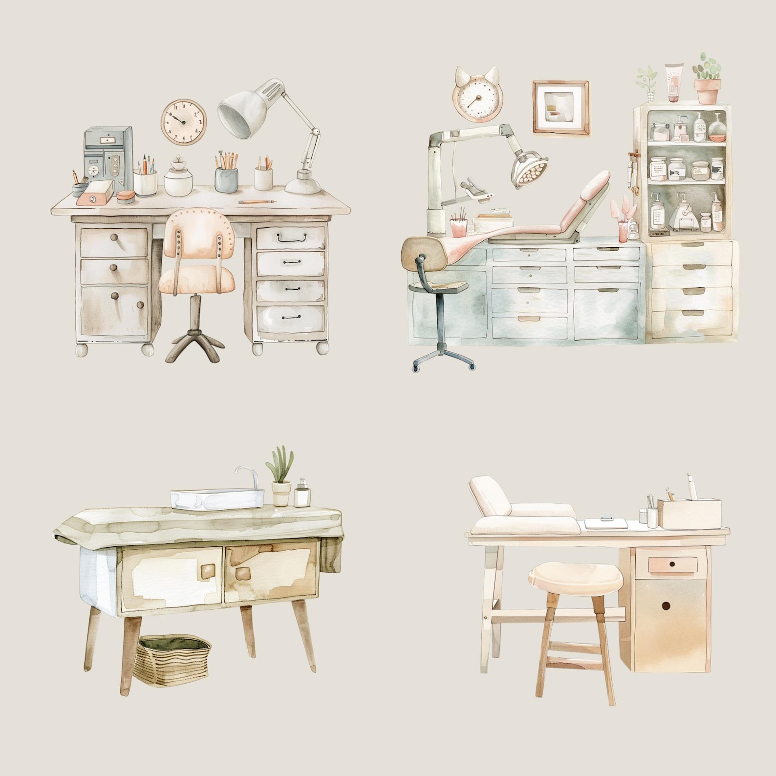 Vet Clinic Clipart, Veterinary Clip Art, Pet Hospital Watercolor ...