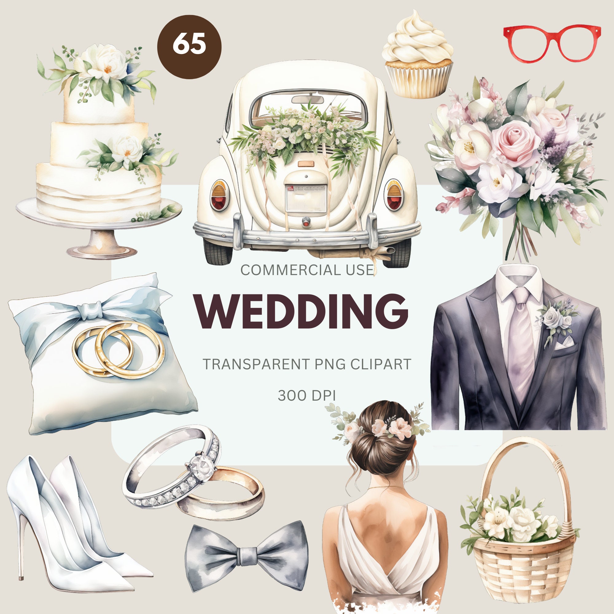 Wedding Clipart Pack, Bridal Watercolor, Bridal Shower, Wedding ...