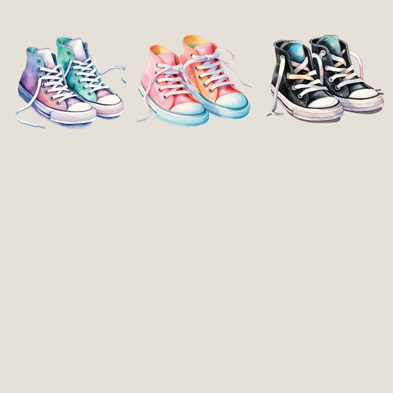 Chunk Shoes Clipart Pack, High Top Sneakers, Converse Sneakers PNG, All ...