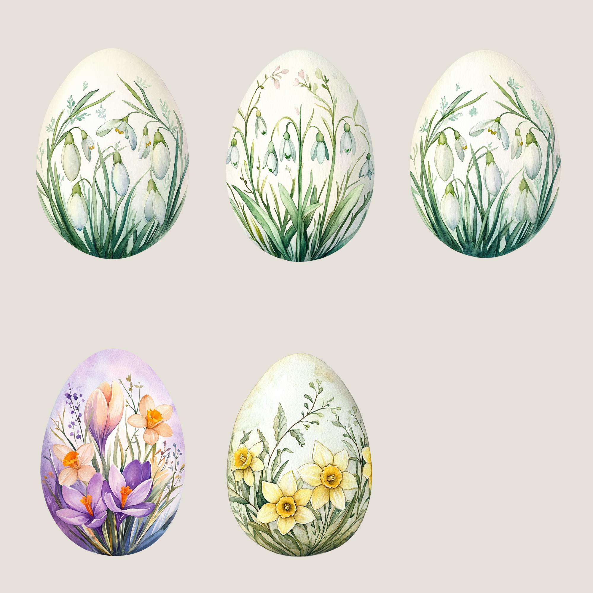 Floral Easter Eggs Clipart, Easter Eggs Clipart, Watercolor Easter Egg ...