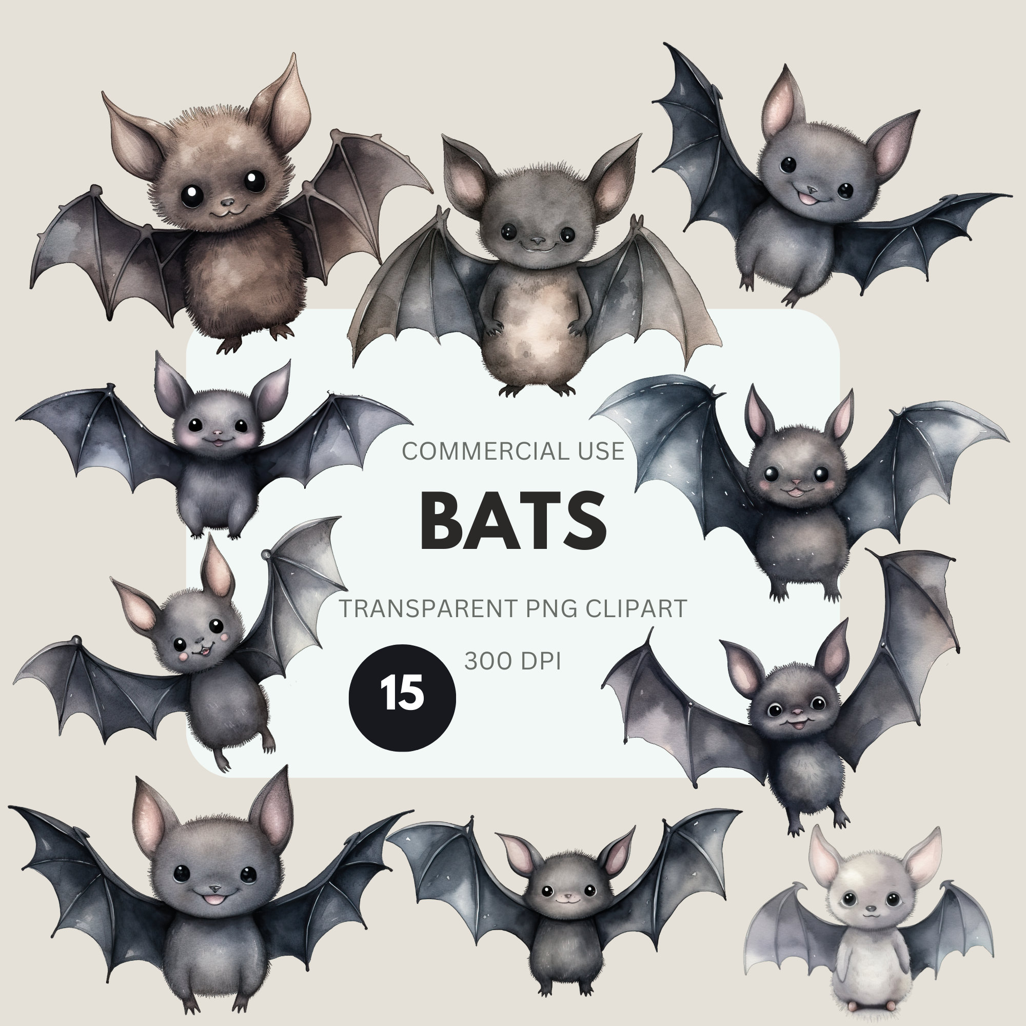Bat Clipart, Watercolor Bats, Halloween, Fall Decor, Cute Bat, Spooky ...