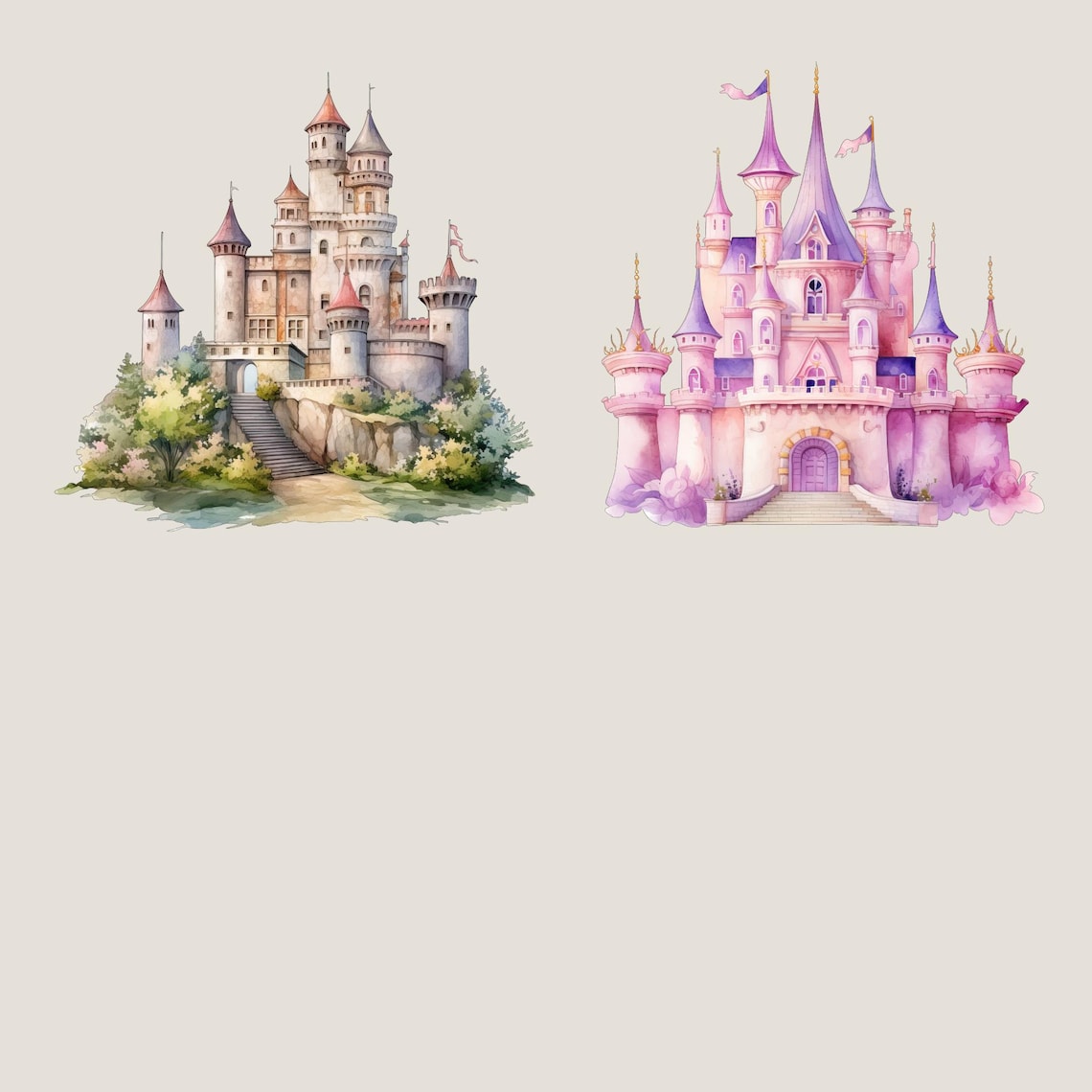 Princess Castle Clipart Pack, Fairy Tale Princess Watercolor, Castle ...