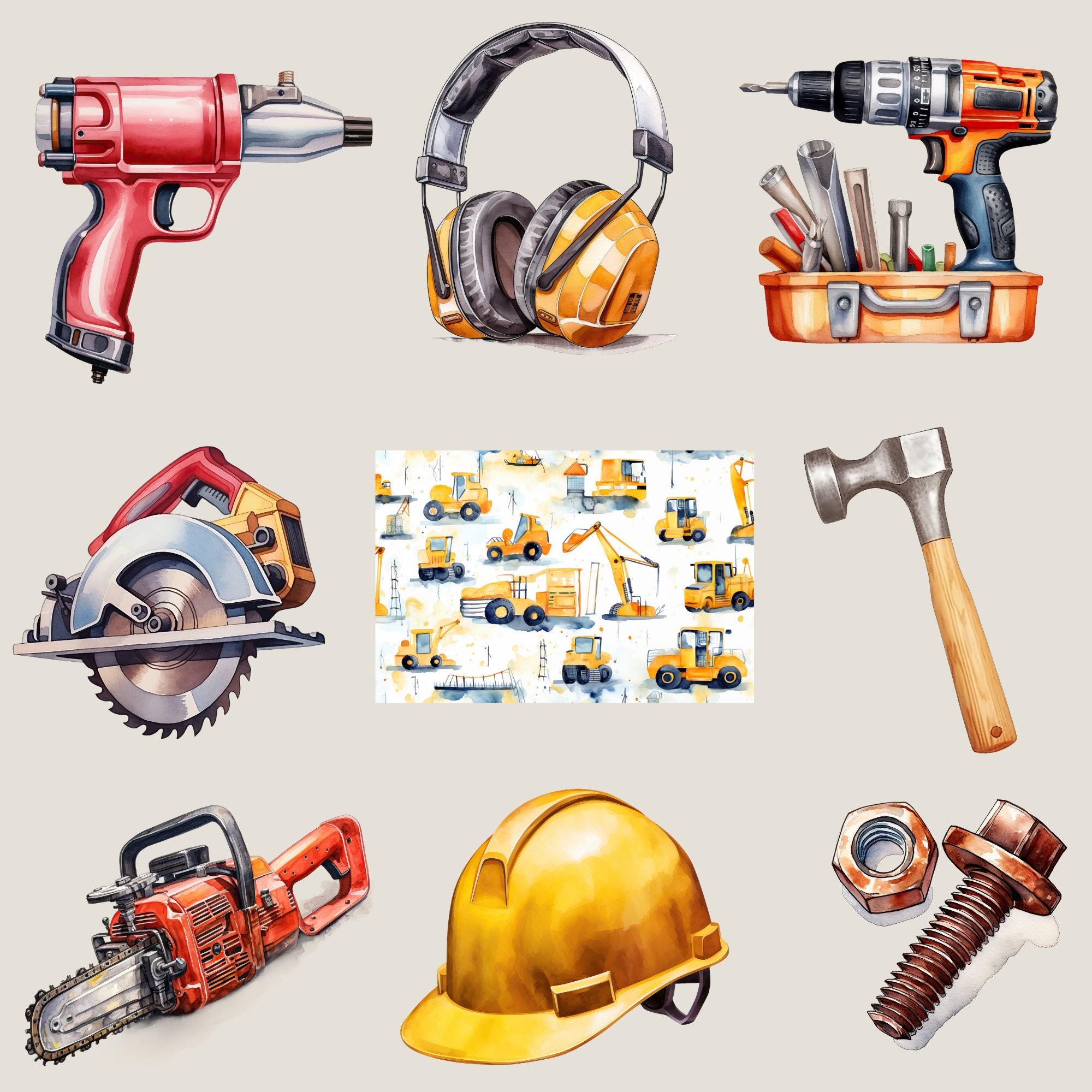 Equipment and Tools Clipart Pack, Power Tools Hand Tools Construction ...
