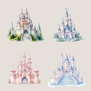 Princess Castle Clipart Pack, Fairy Tale Princess Watercolor, Castle ...