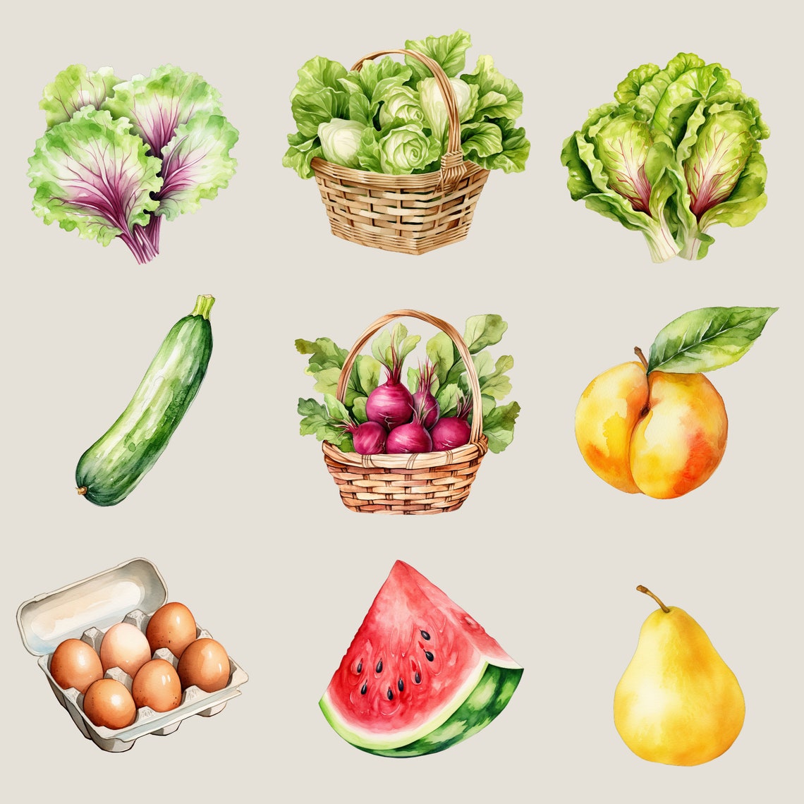 Farmers Market Clipart Pack, Fresh Produce, Market Illustration, Fruit ...