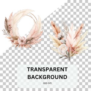 Boho Florals Clipart Pack, Watecolor Boho Floral, Wedding Flowers ...