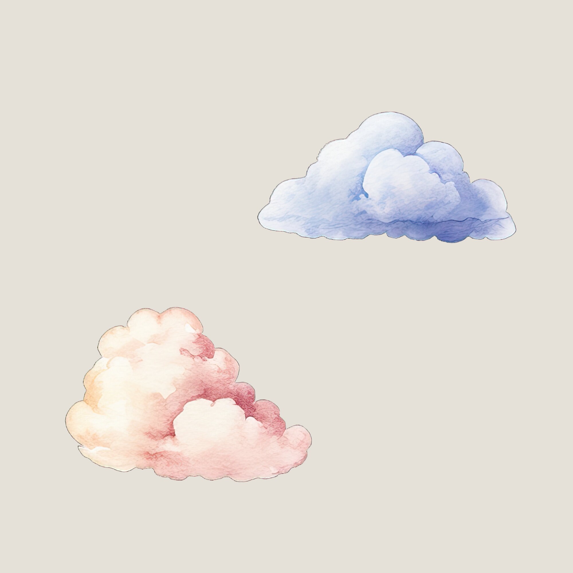 Watercolor Pastel Clouds Clipart Pack, Cloudy Graphics PNG, Rainy ...