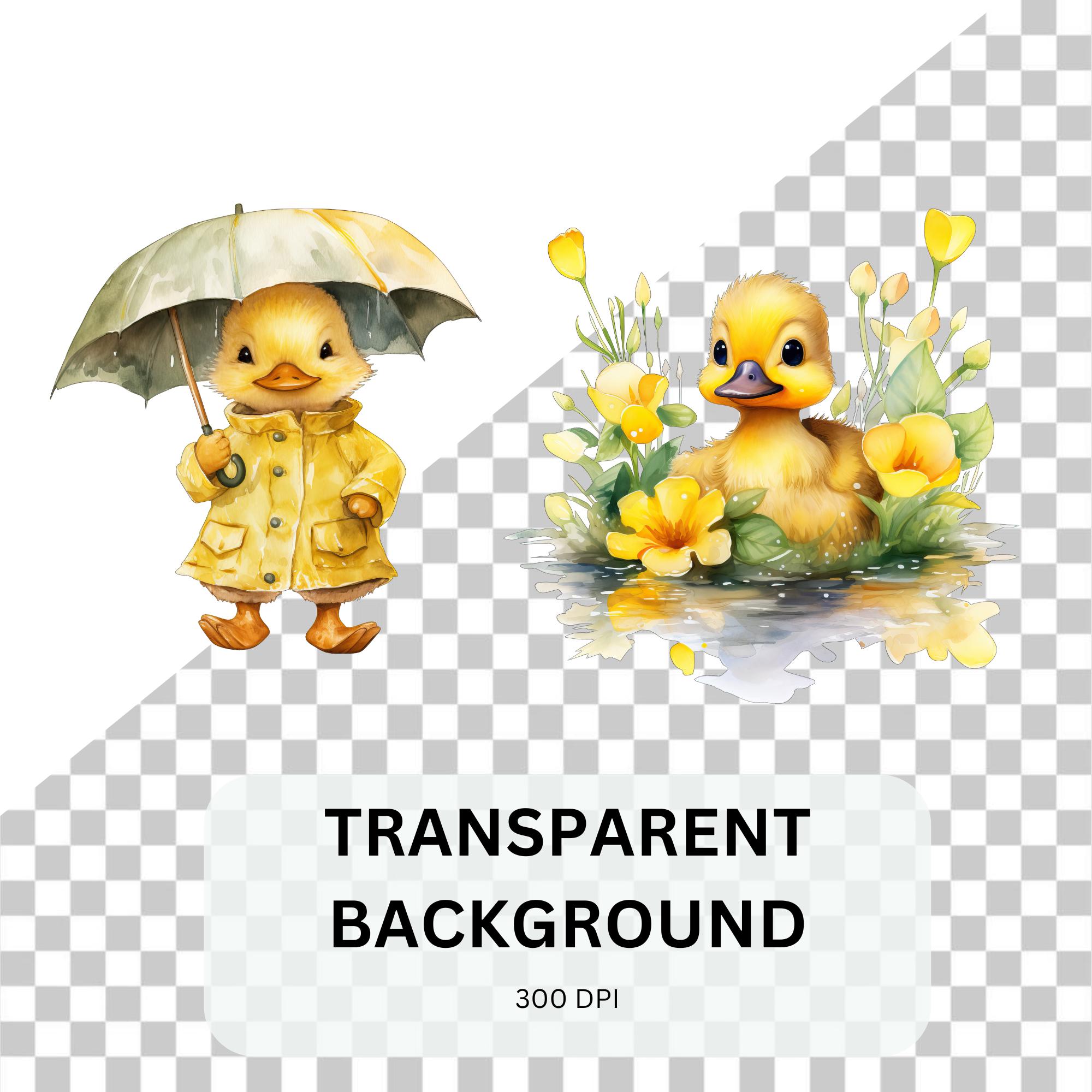 Wet Duckling Clipart, Duck With Umbrealla, Nursery, Duckling Animal ...