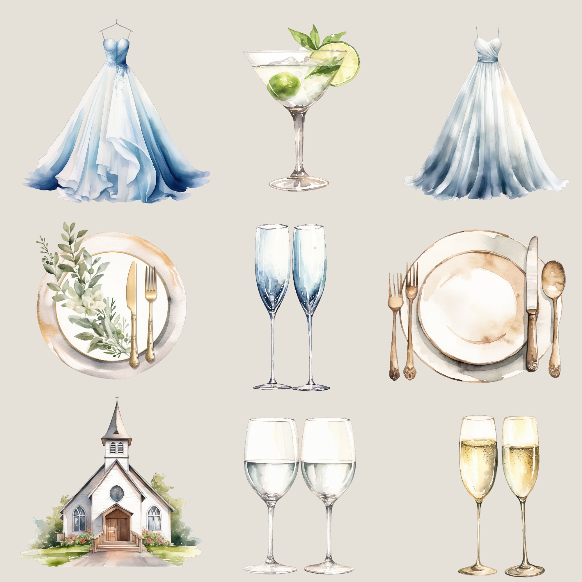 Wedding Clipart Pack, Bridal Watercolor, Bridal Shower, Wedding ...