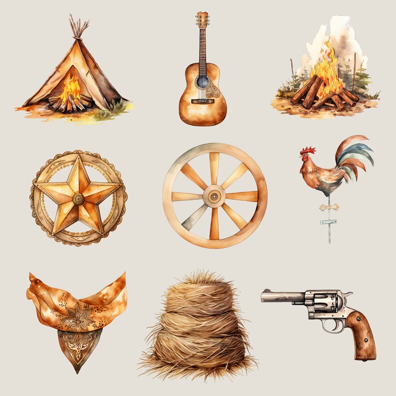 Cowboy Clipart Pack, Wild West Cow Boy PNG, Cute Cowboy Water Color ...