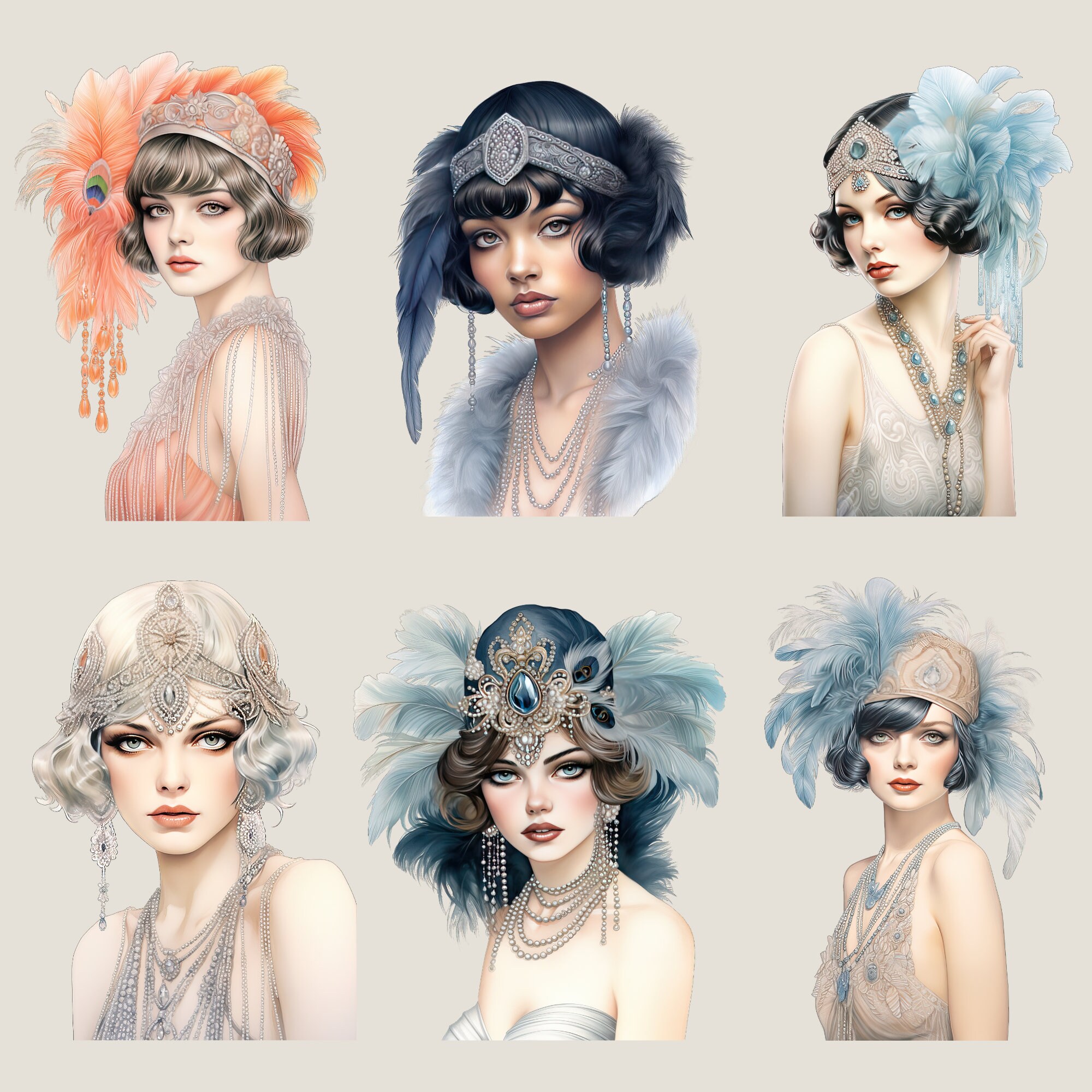 1920's Flapper Girl Clipart Pack, Party Clipart Flapper Girl PNG ...