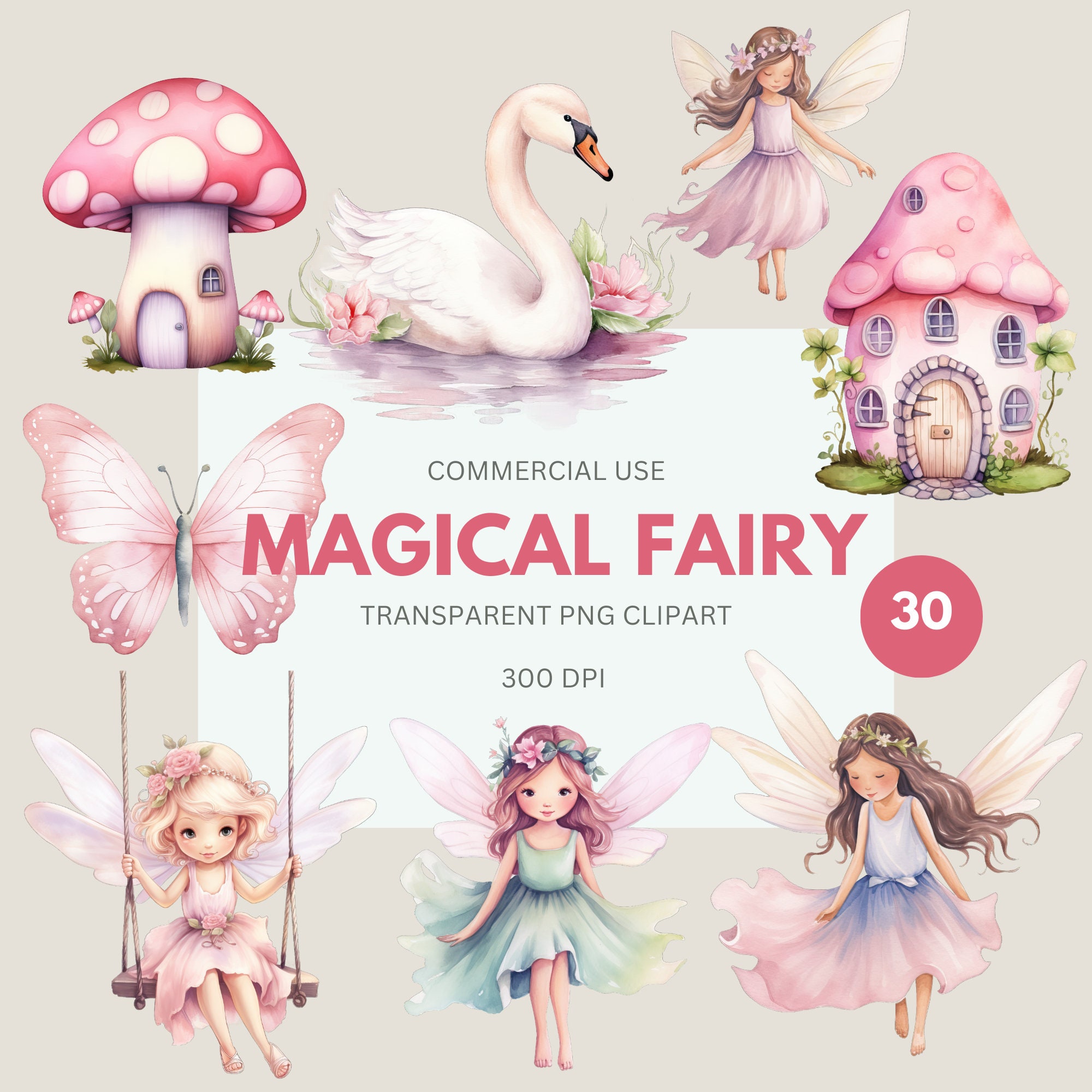 Magical Fairy Clipart Pack, Watercolor Pastel Fairies, Fairy Garden ...