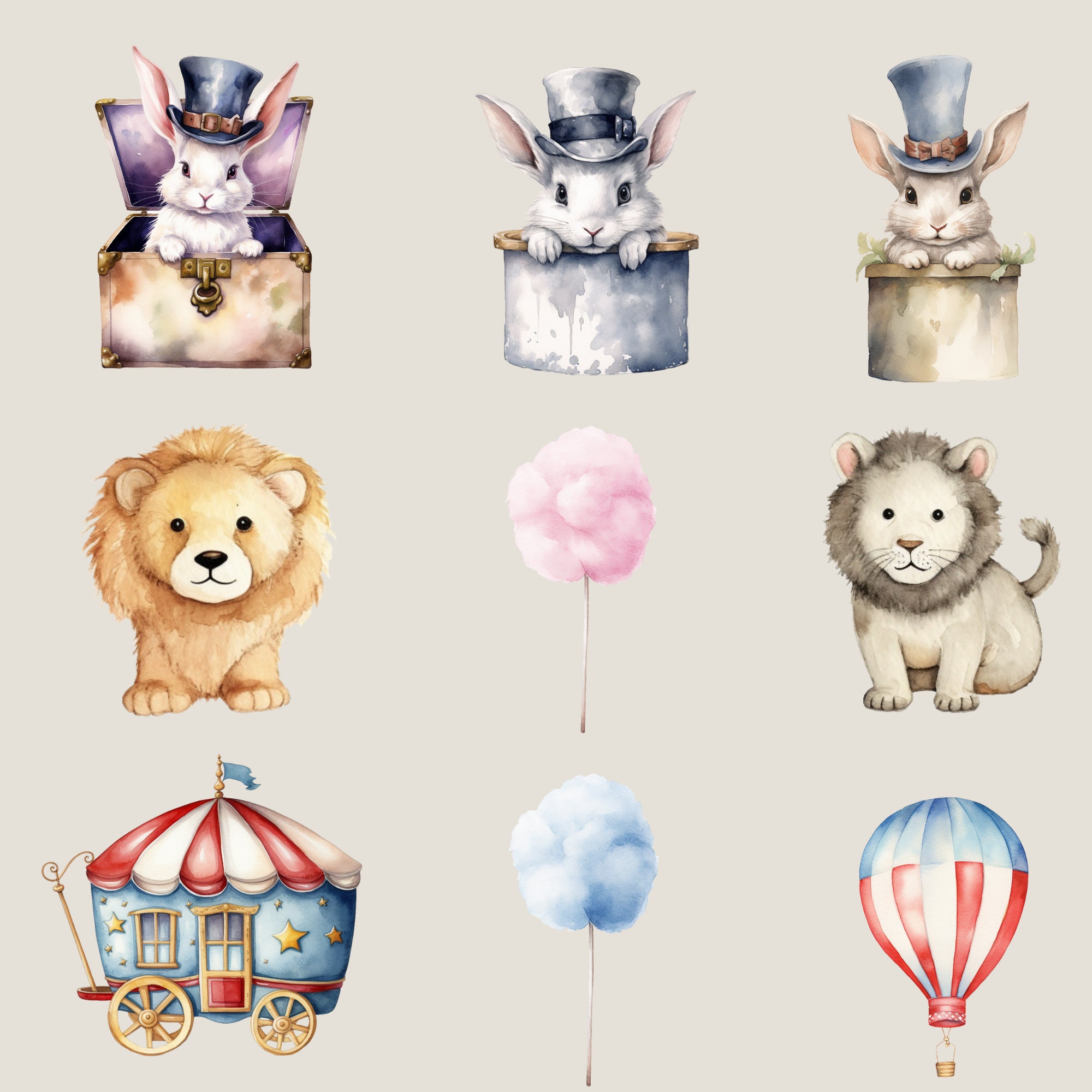 Circus Clipart Pack, Circus Animal Watercolor, Circus Tent, Circus ...