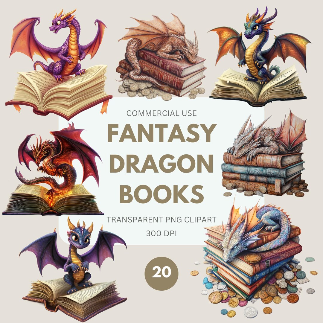 Fantasy Dragon Book Clipart, Dragon and Books, Dragon Riding Book ...