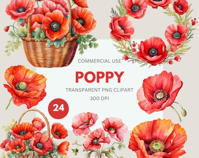 Red Poppy Clipart Vector Graphic Svg Png Jpg Eps Sticker Design T-shirt ...