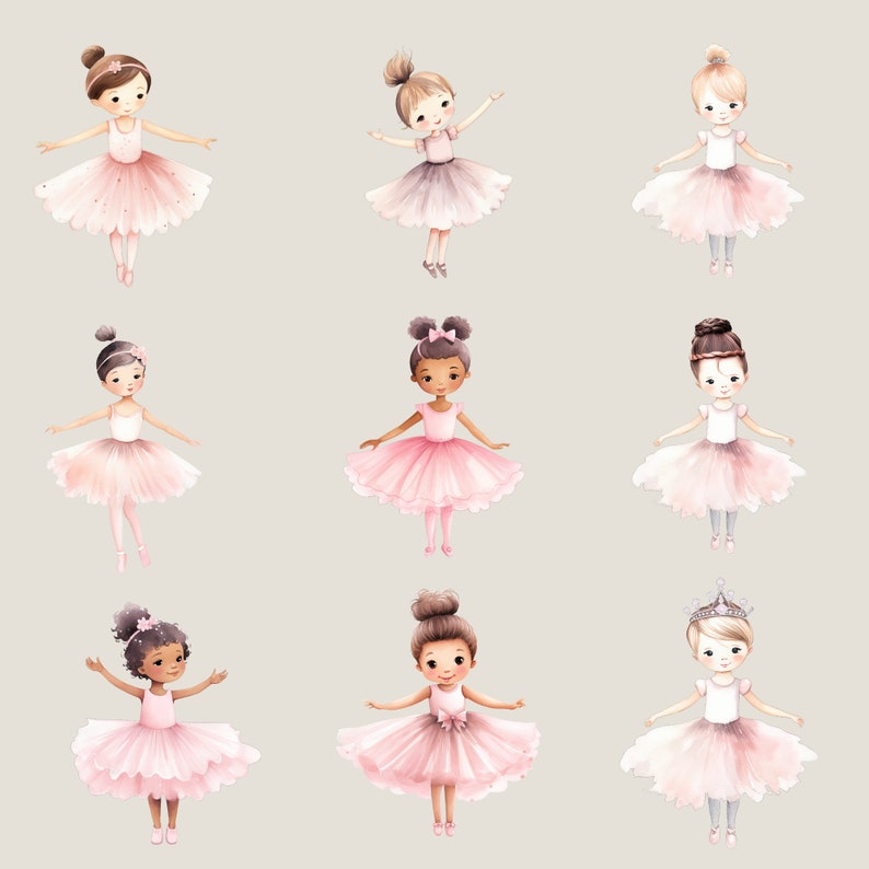 Ballerina Clipart Pack, Ballet PNG, Pink Ballerinas, Dancing Girl, Tutu ...