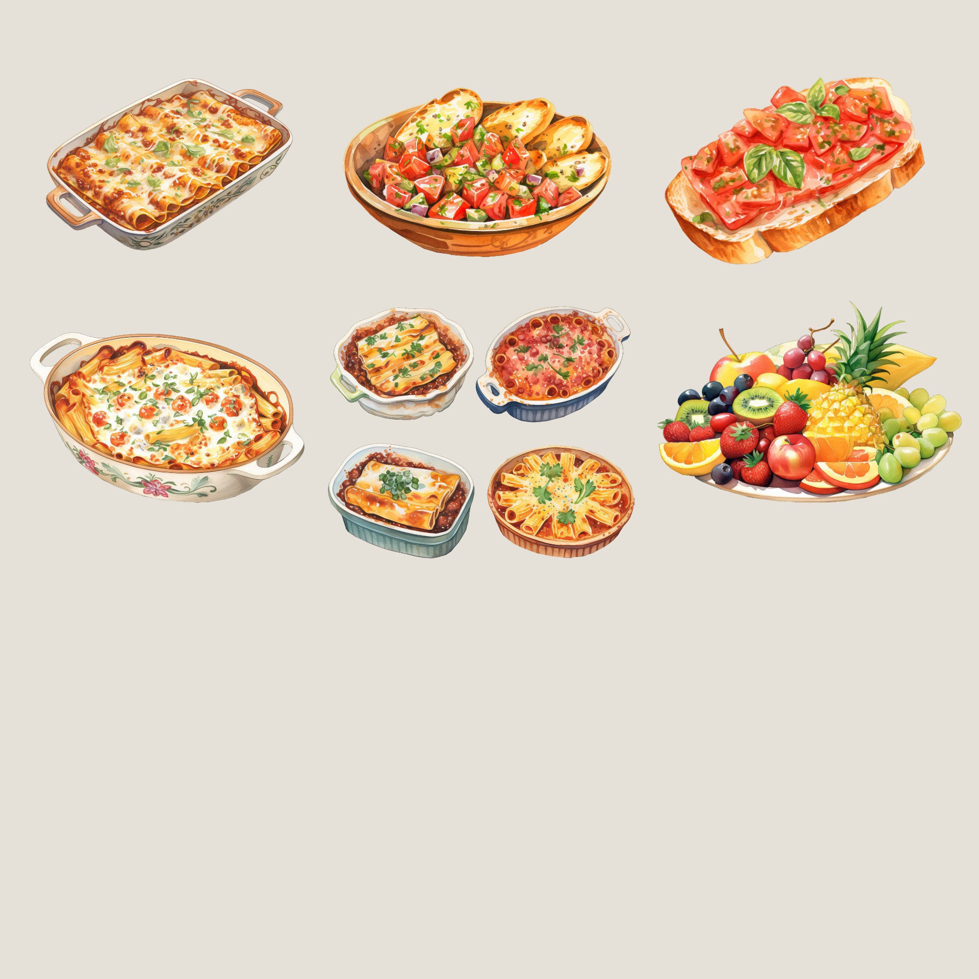 Potluck Clipart Pack, Watecolor Casserole, Crockpot, Cupcake Food ...