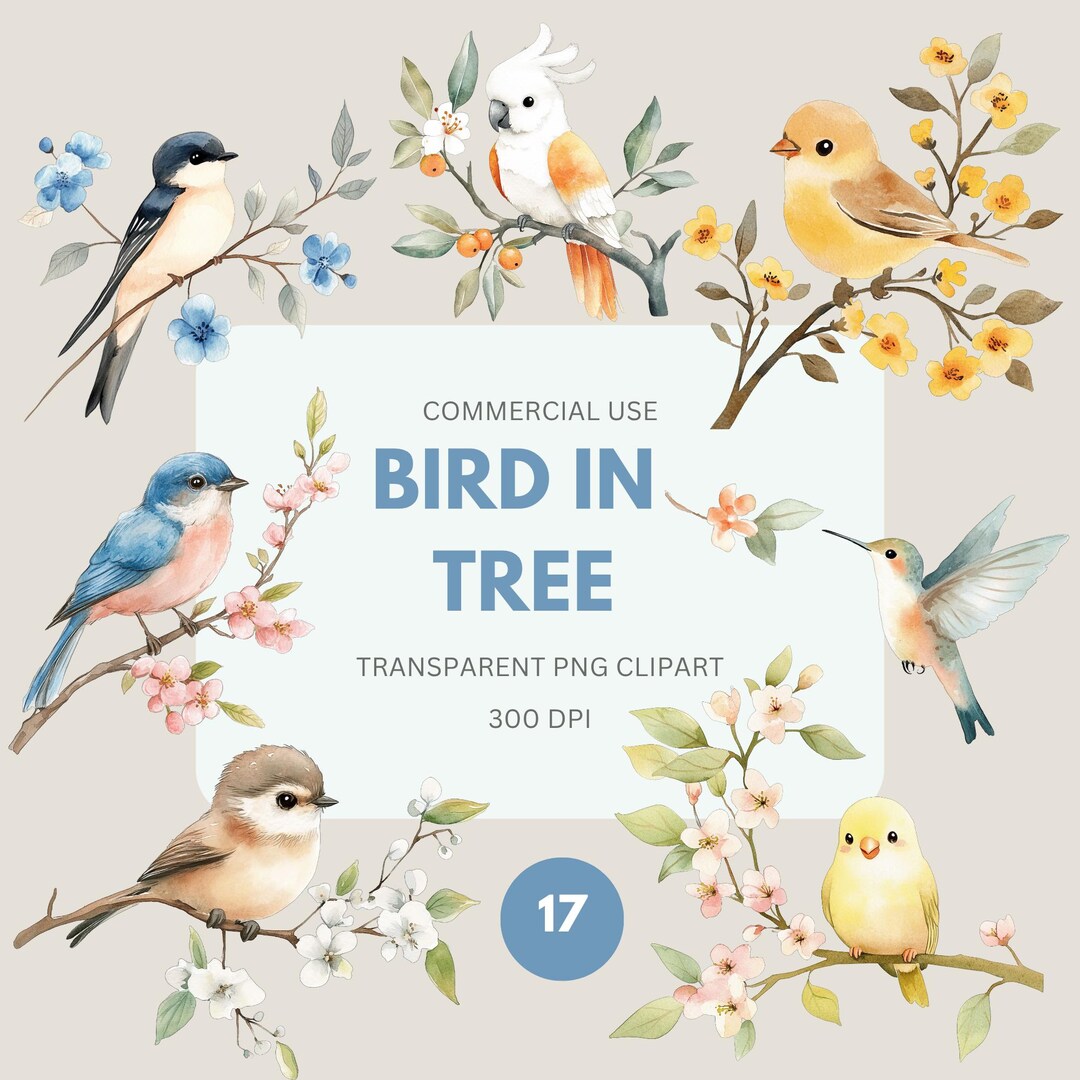 Bird in Tree Clipart, Realistic Birds, Hummingbird With Flowers, Flying ...