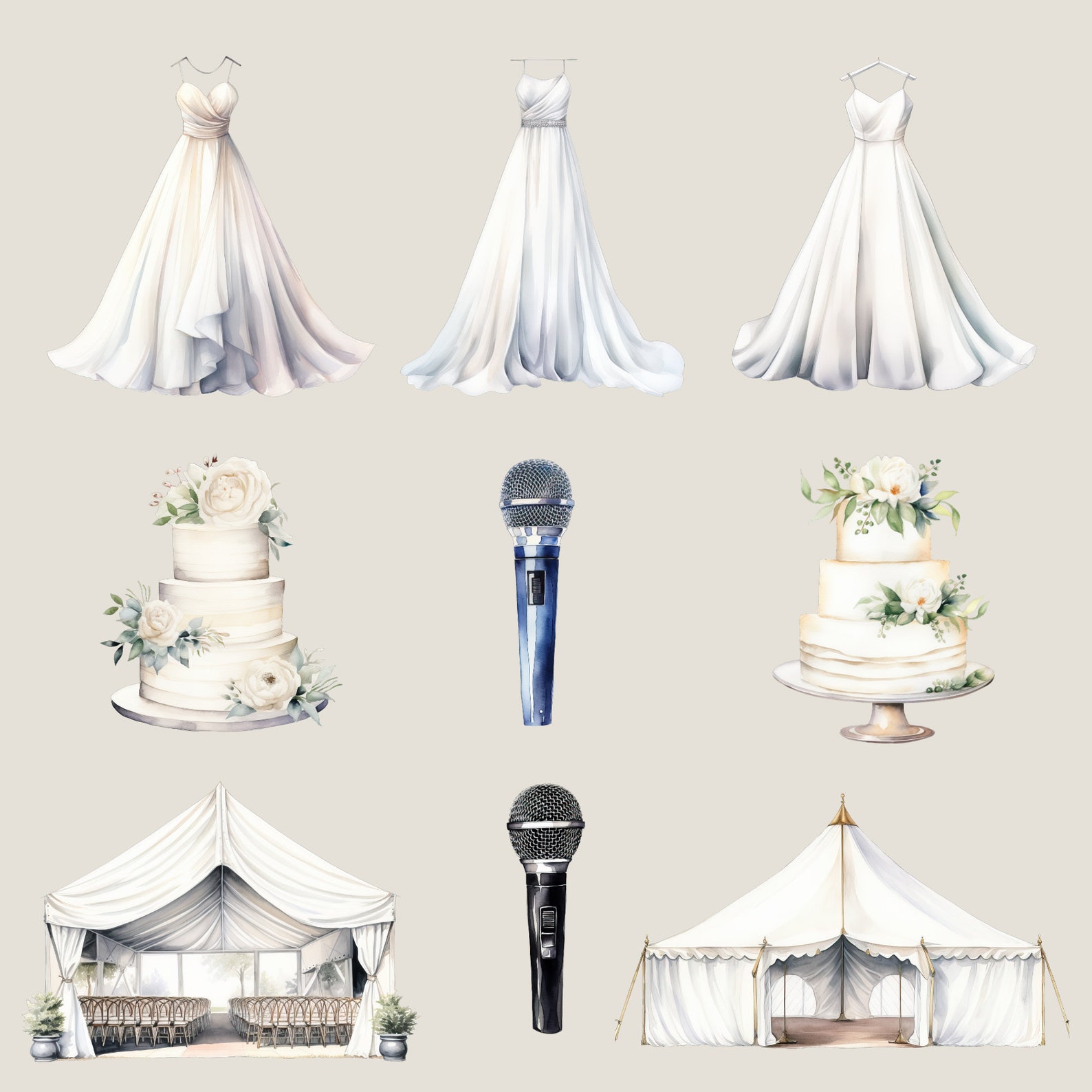 Wedding Clipart Pack, Bridal Watercolor, Bridal Shower, Wedding ...