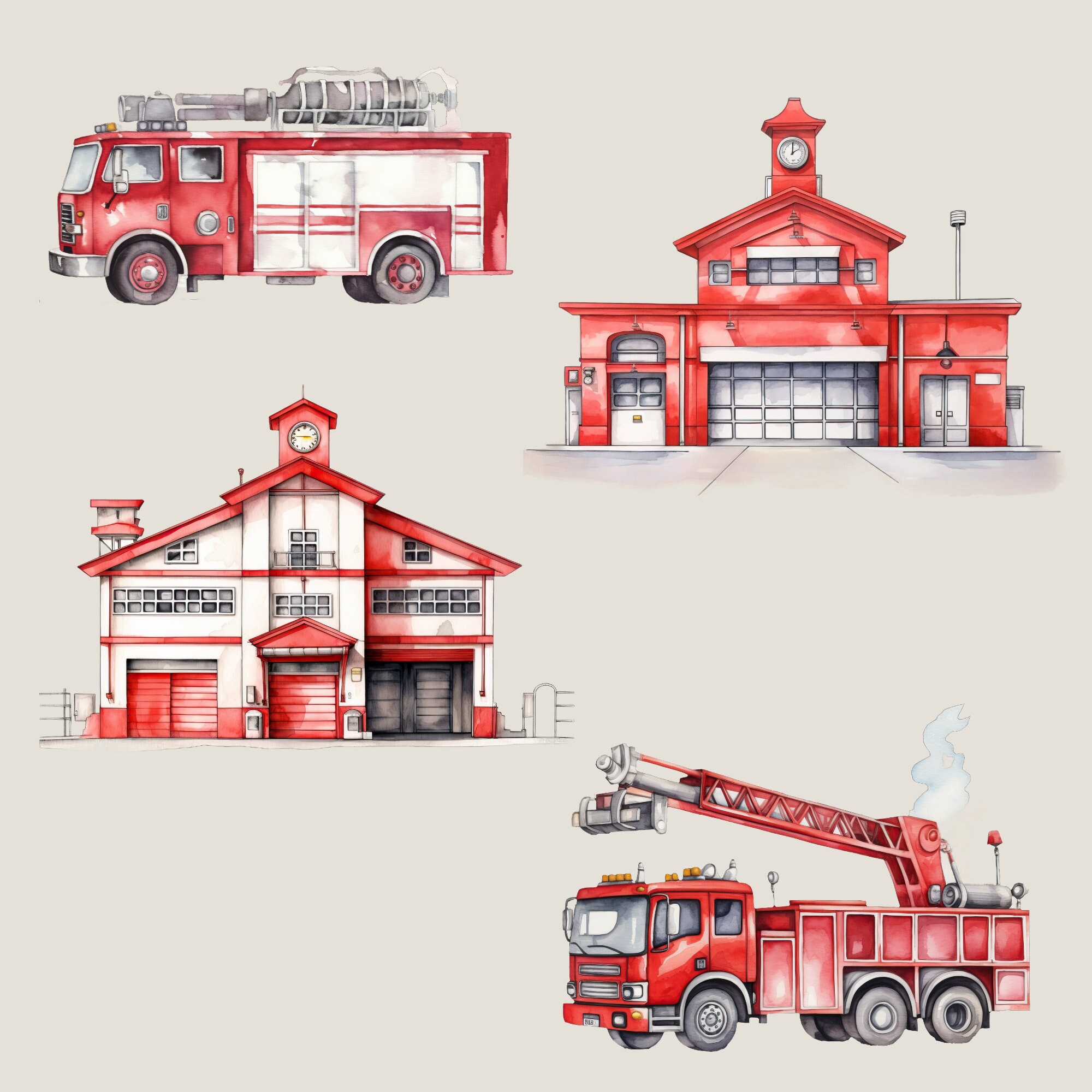 Firefighter Department Clipart Pack, Fireman, Fire Station PNG, Fire ...