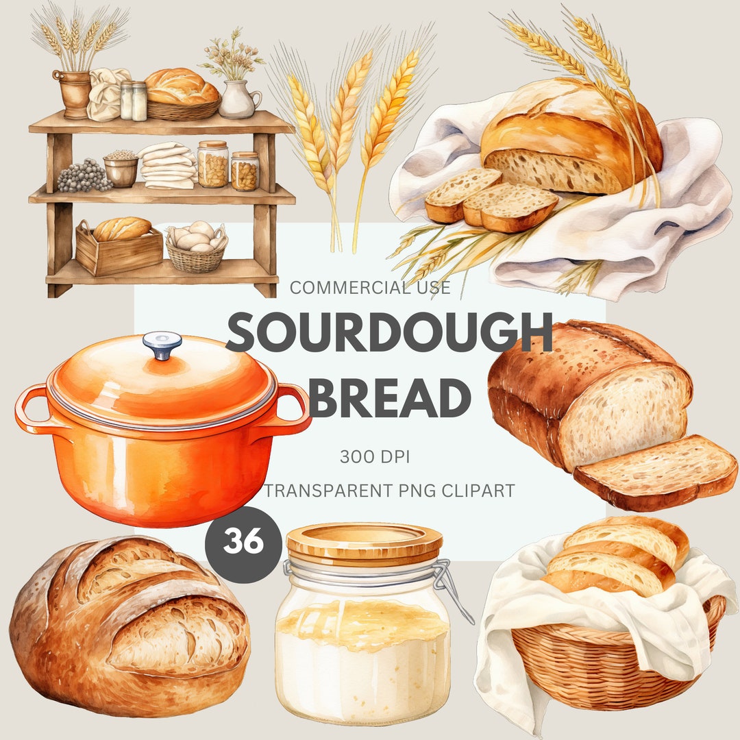 Pack de cliparts au levain, clipart pain artisanal, pain au levain PNG ...