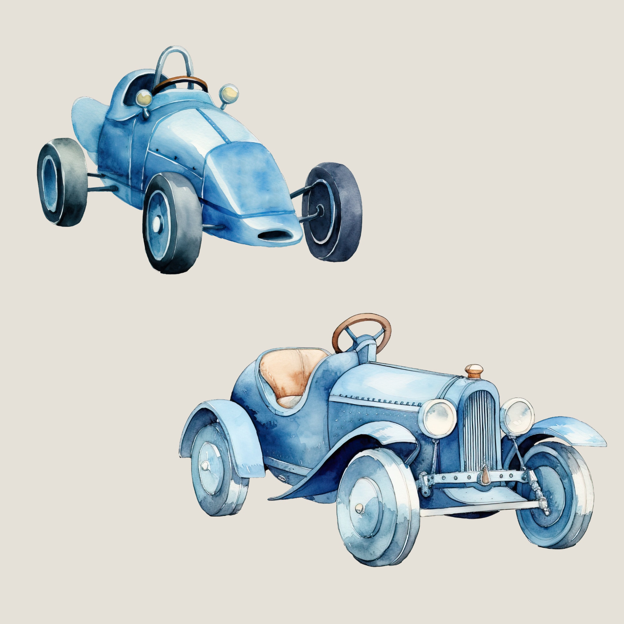 Race Car Clipart Pack, Race Car Watercolor, Vintage Race Cars, Retro ...