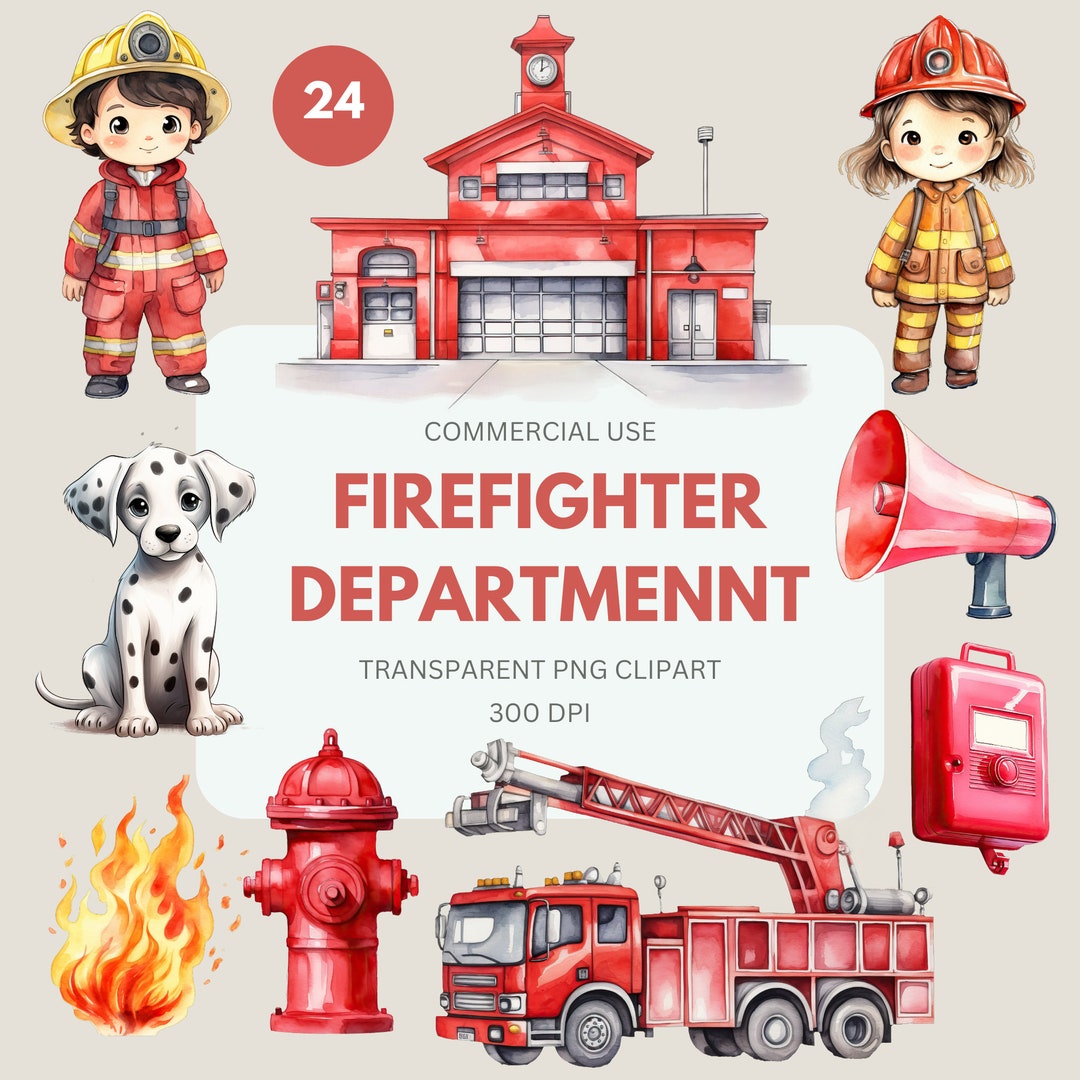 Firefighter Department Clipart Pack, Fireman, Fire Station PNG, Fire ...