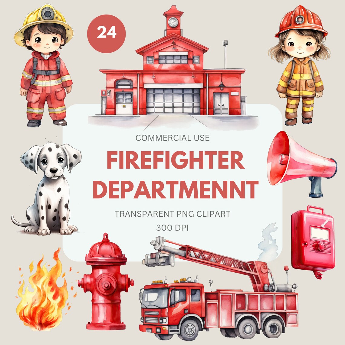 Firefighter Department Clipart Pack, Fireman, Fire Station PNG, Fire ...