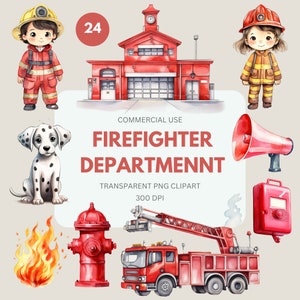 Firefighter Department Clipart Pack, Fireman, Fire Station PNG, Fire ...