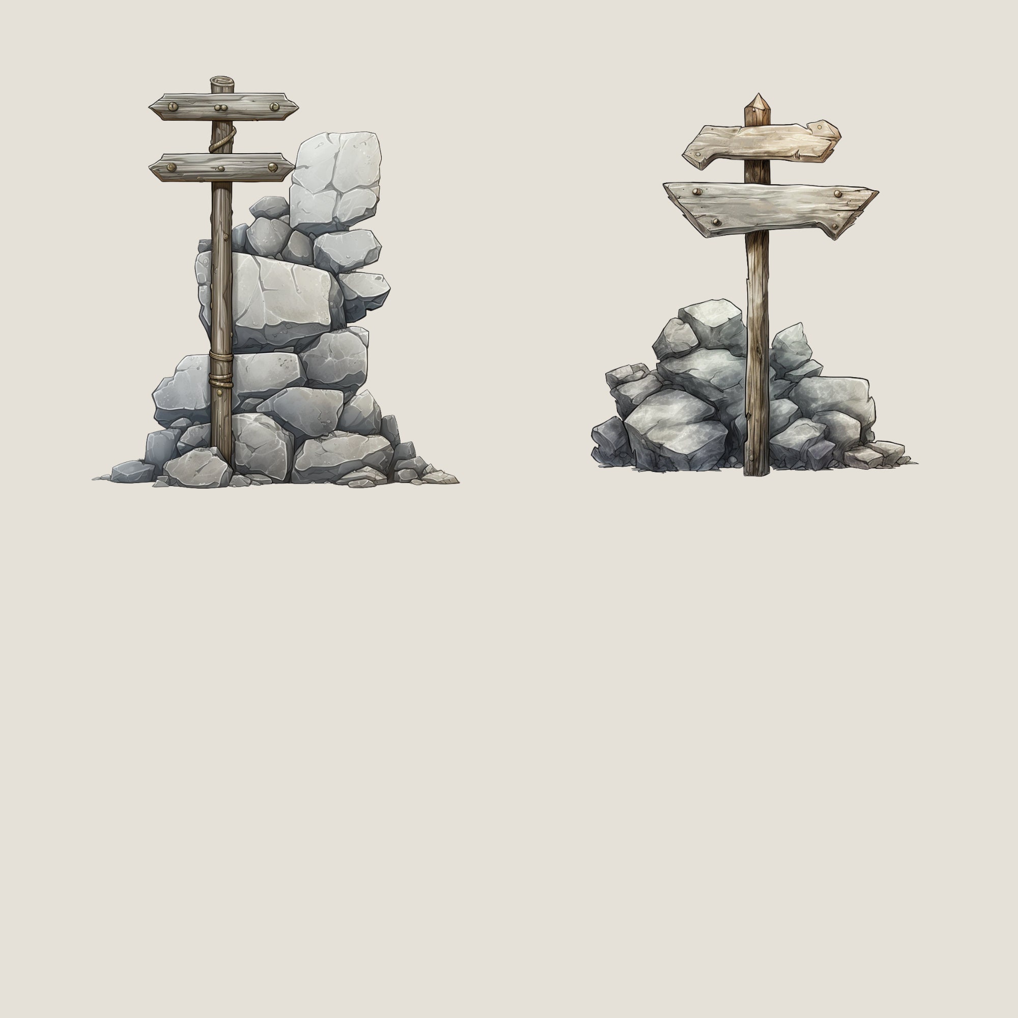 Sign Post Clipart Pack, Wooden Sign Post Watercolor, Wooden Signs ...