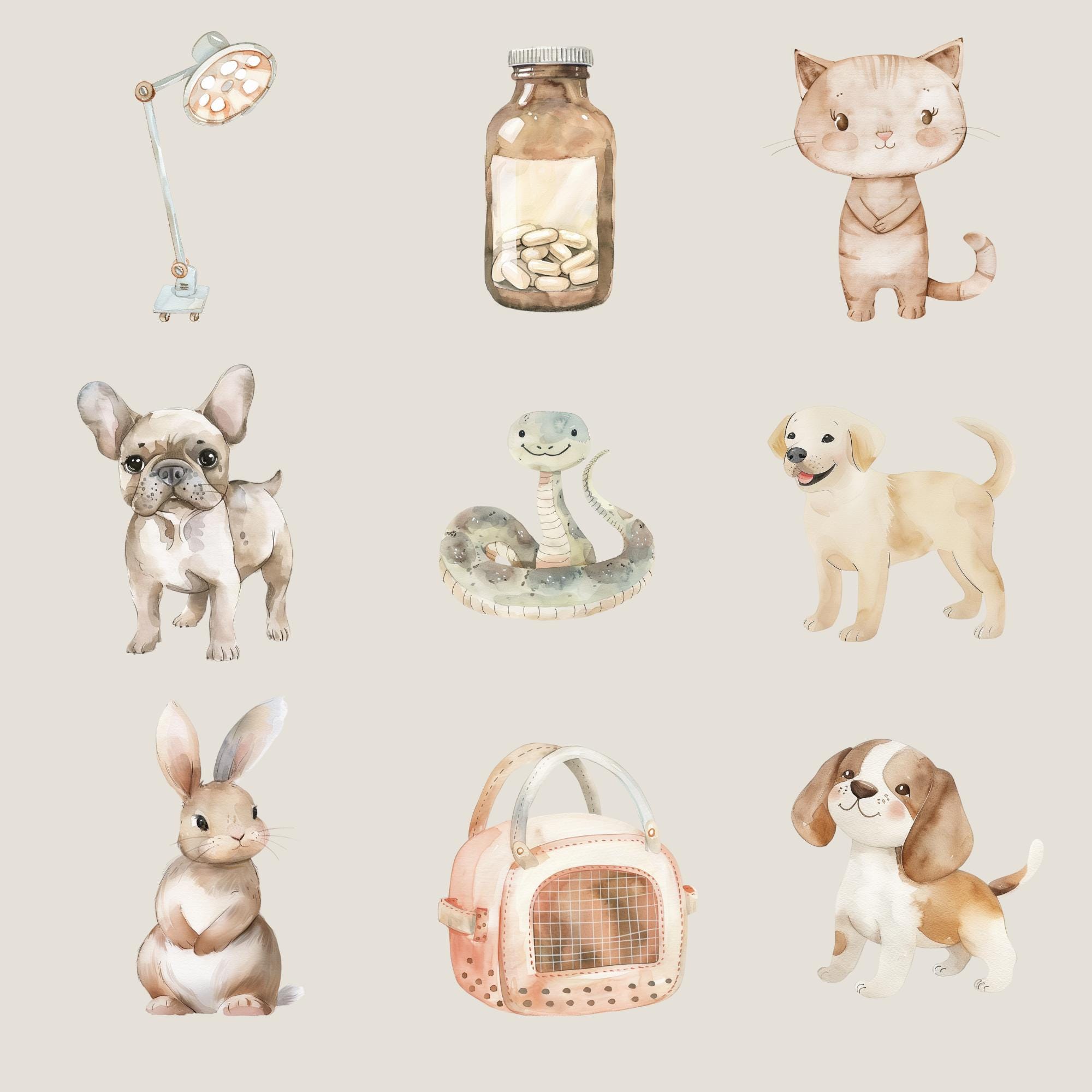 Vet Clinic Clipart, Veterinary Clip Art, Pet Hospital Watercolor ...