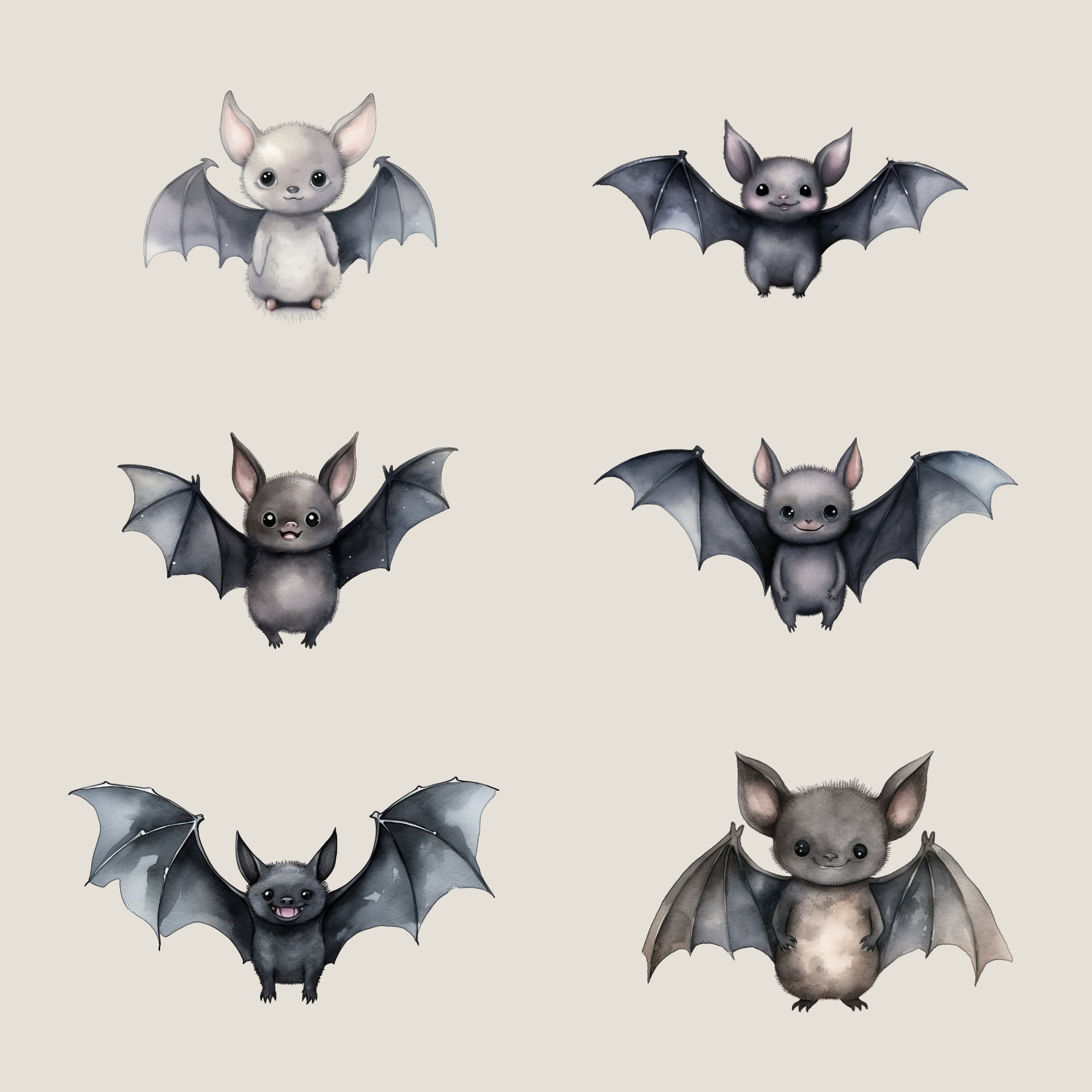 Bat Clipart, Watercolor Bats, Halloween, Fall Decor, Cute Bat, Spooky ...