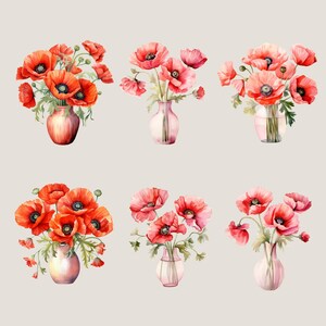 Poppy Clipart, Watercolor Poppy Clipart, Floral Illustration, Red Poppy ...