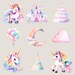 Unicorn Birthday Clipart, Pastel Unicorn, Rainbow Pony and Castle PNG ...