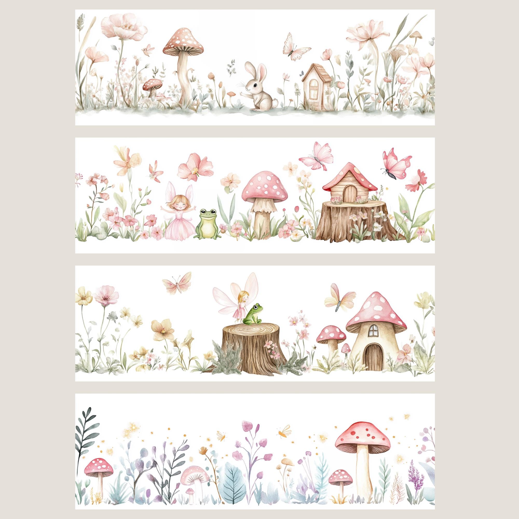 Fairy Garden Border Clipart, Watercolor Fairy Border, Pastel Fairy ...