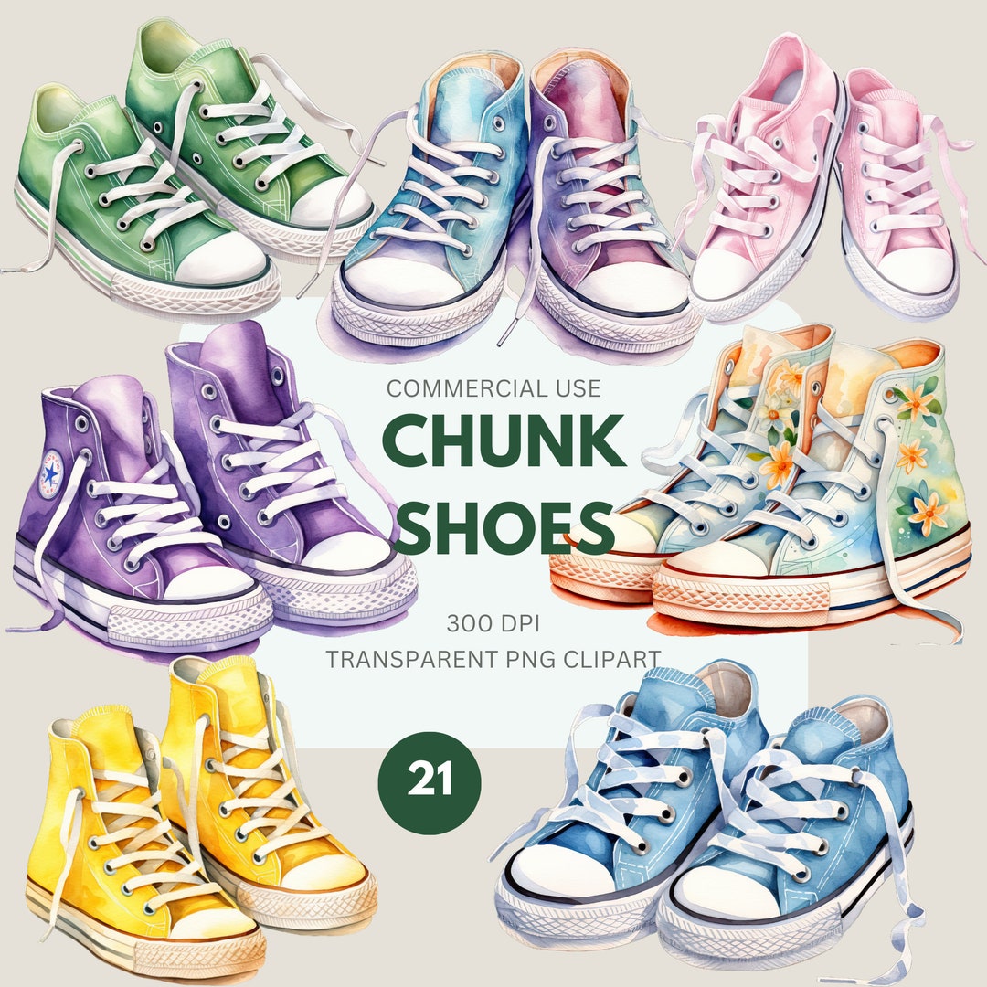 Chunk Shoes Clipart Pack, High Top Sneakers, Converse Sneakers PNG, All ...