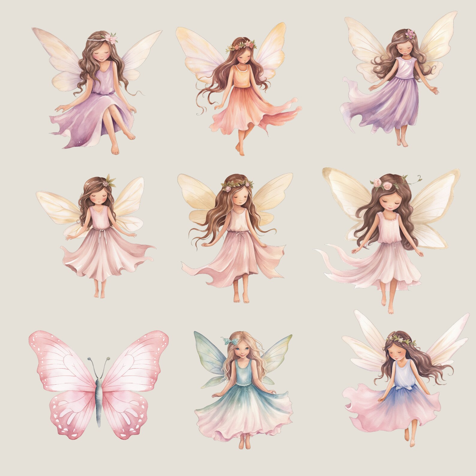 Magical Fairy Clipart Pack, Watercolor Pastel Fairies, Fairy Garden ...