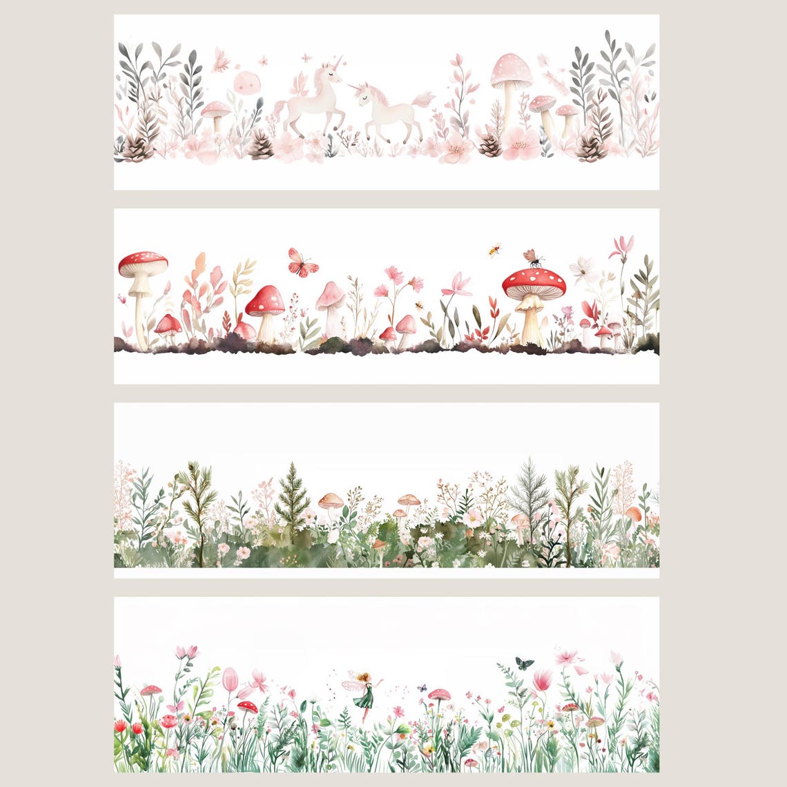 Fairy Garden Border Clipart, Watercolor Fairy Border, Pastel Fairy ...