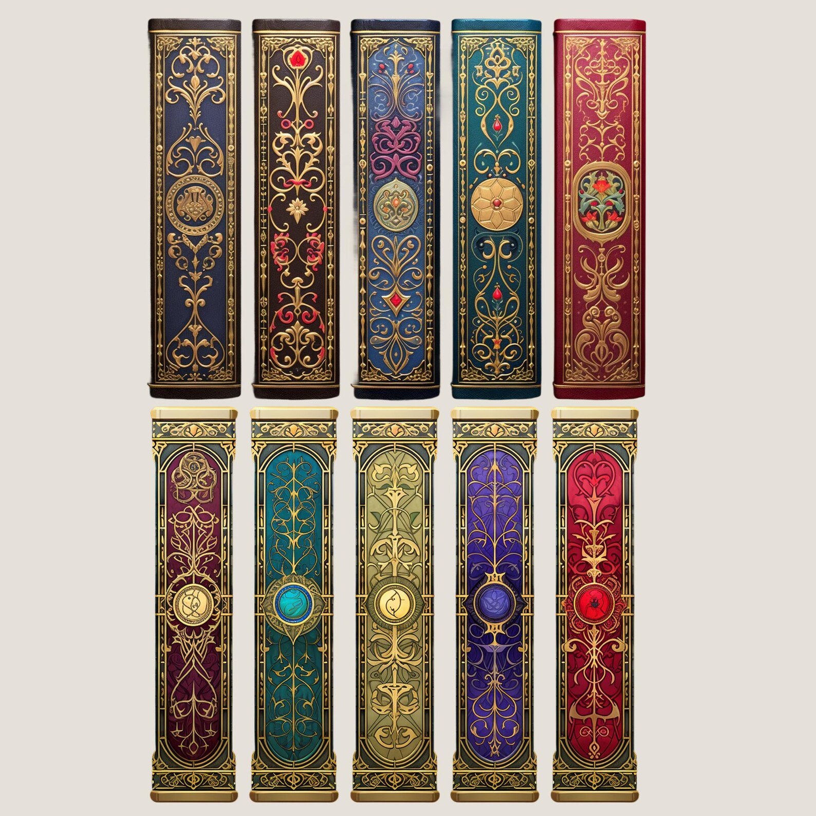 Medieval Book Spine Clipart, Book Border Clipart Pack, Vintage Border ...