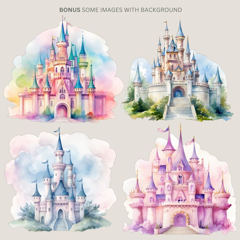 Princess Castle Clipart Pack, Fairy Tale Princess Watercolor, Castle ...