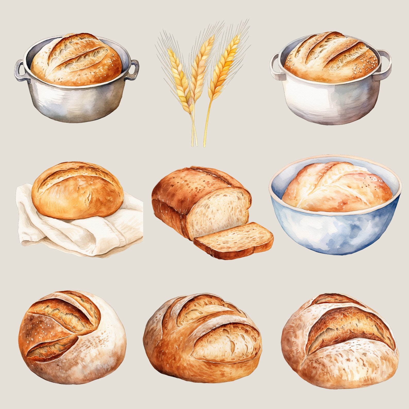 Sourdough Clipart Pack, Artisan Bread Clipart, Sourdough Bread PNG ...