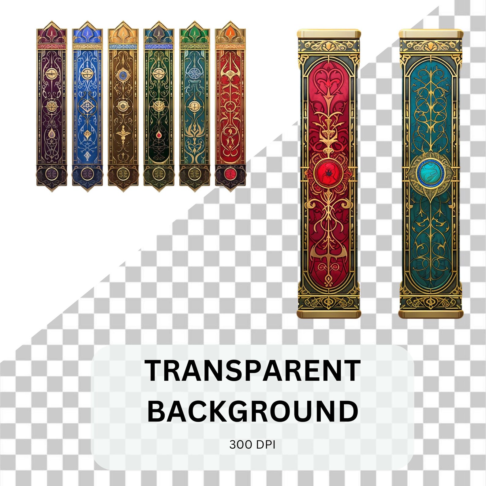 Medieval Book Spine Clipart, Book Border Clipart Pack, Vintage Border ...